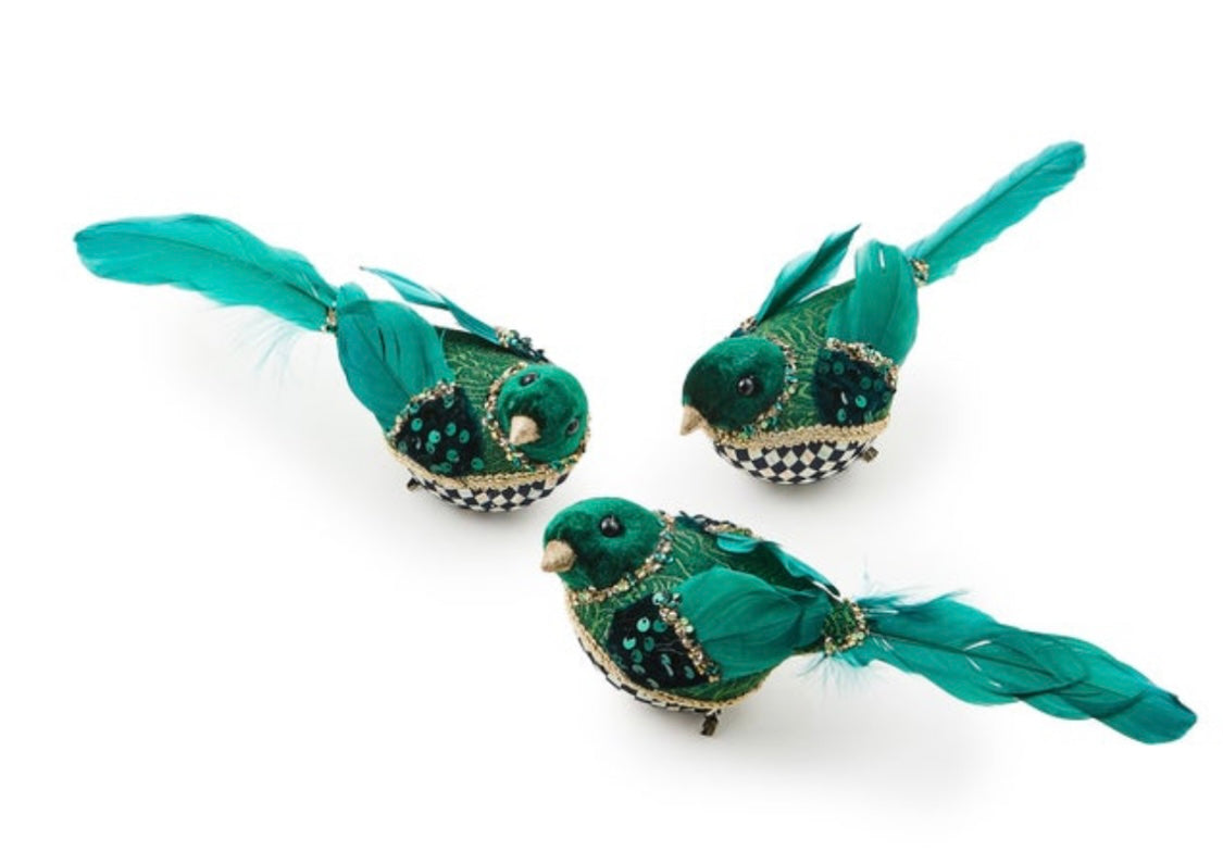 Emerald Luxe Bird Clips, Set Of 3 – Birch & Brie